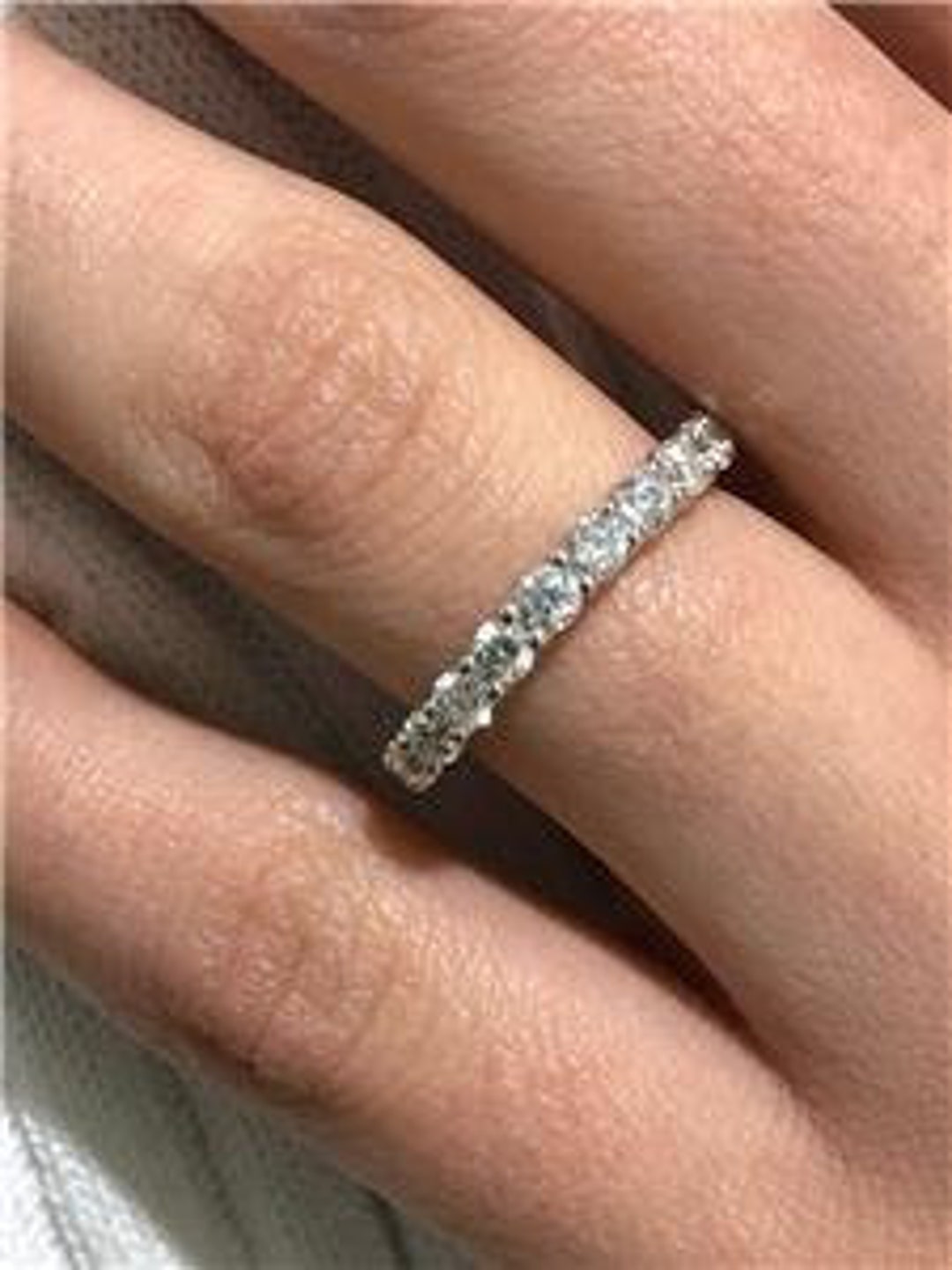 LIV 14k White Gold & Diamonds 1.28ct G/VS 11 Stone Shared Prong Classic ...