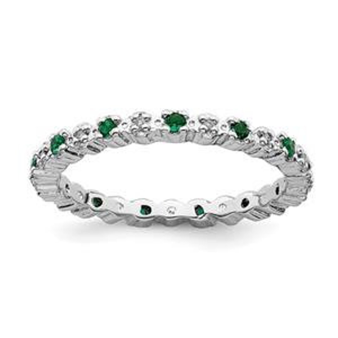 LIV Platinum Sterling Silver Green Emerald Diamonds Eternity - Etsy