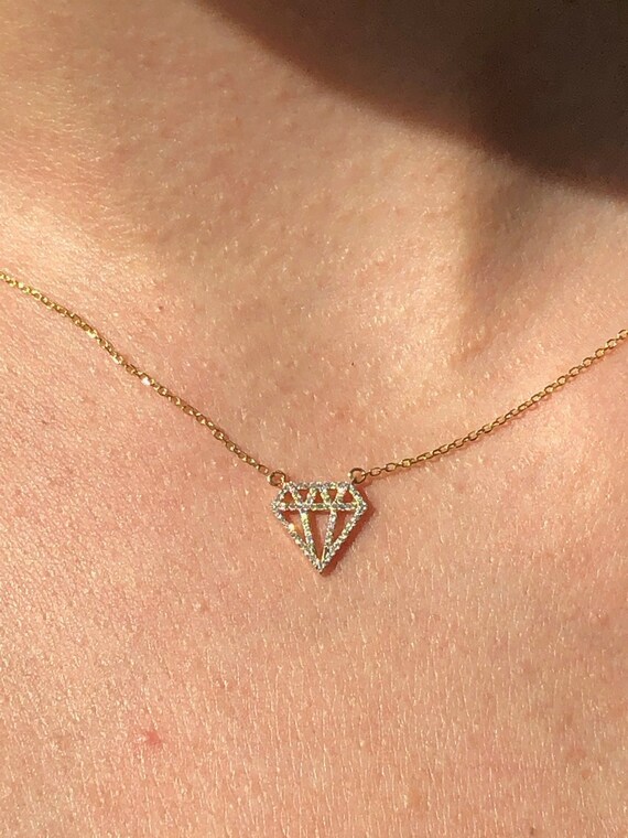 LIV 14k Yellow Gold Genuine Diamonds Pave Diamond Design Mini - Etsy