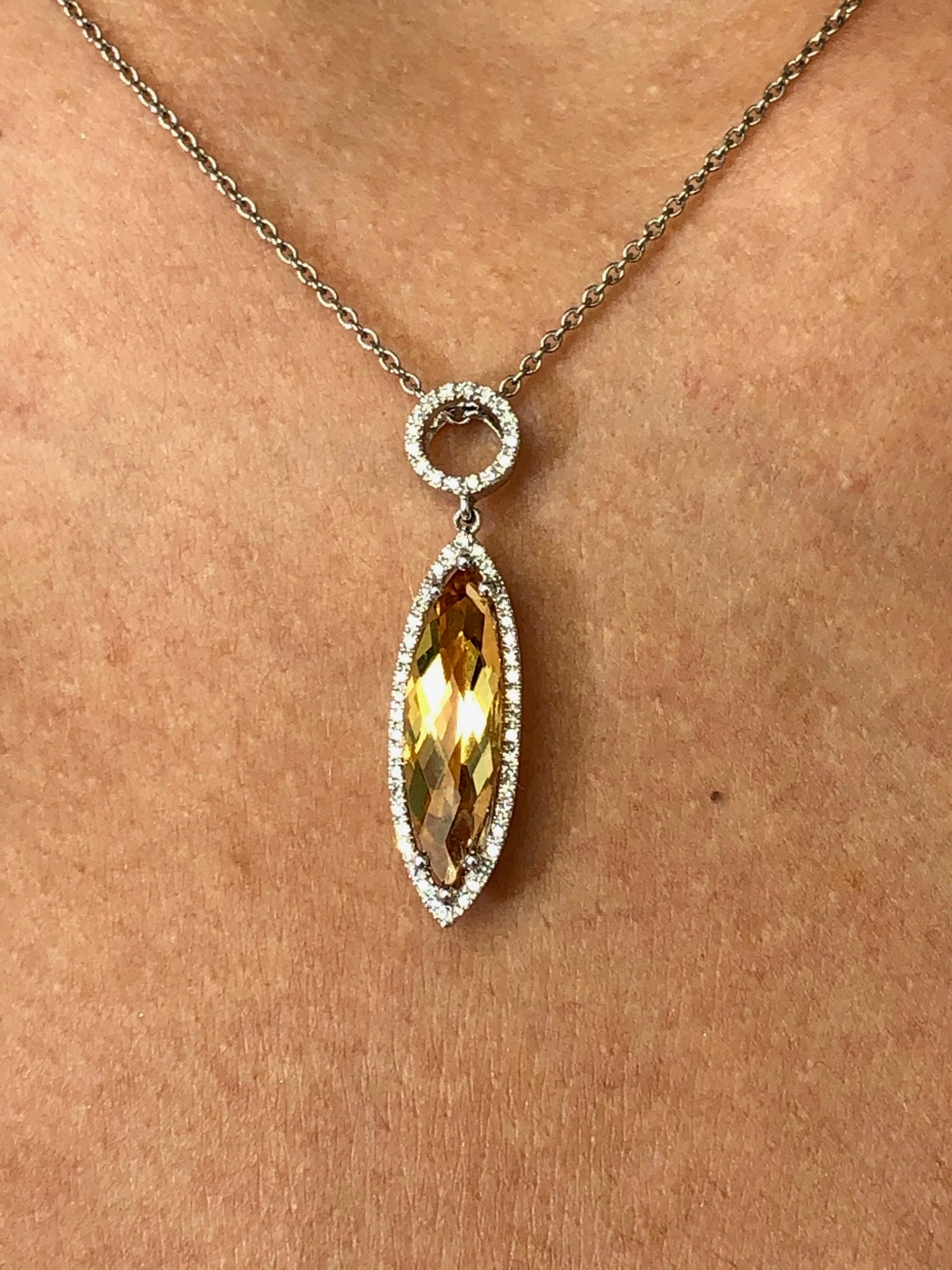 LIV 14k White Gold Diamonds & Golden Citrine Marquise Cut Long | Etsy