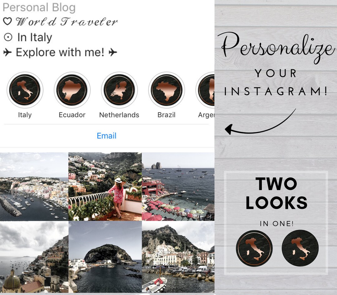 196 Country Outline Maps - Instagram Story Icons - Black Marble & Rose ...