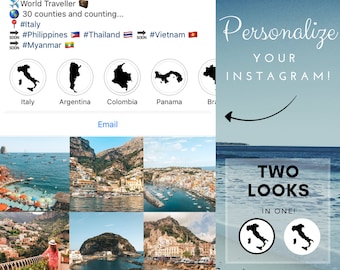 196 Country Outline Maps Instagram Story Icons Black | Etsy