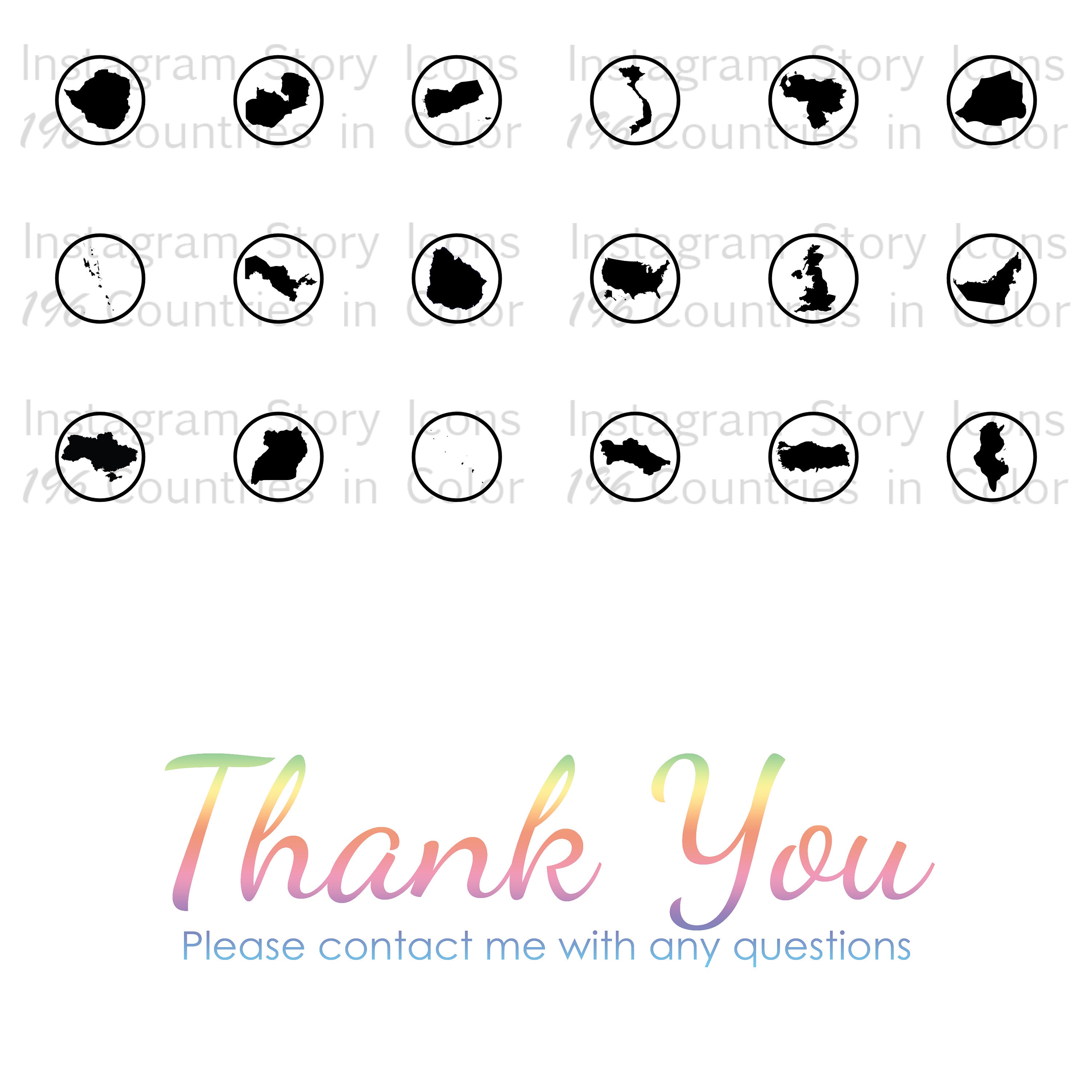 196 Country Outline Maps Instagram Story Icons Solid Black - Etsy