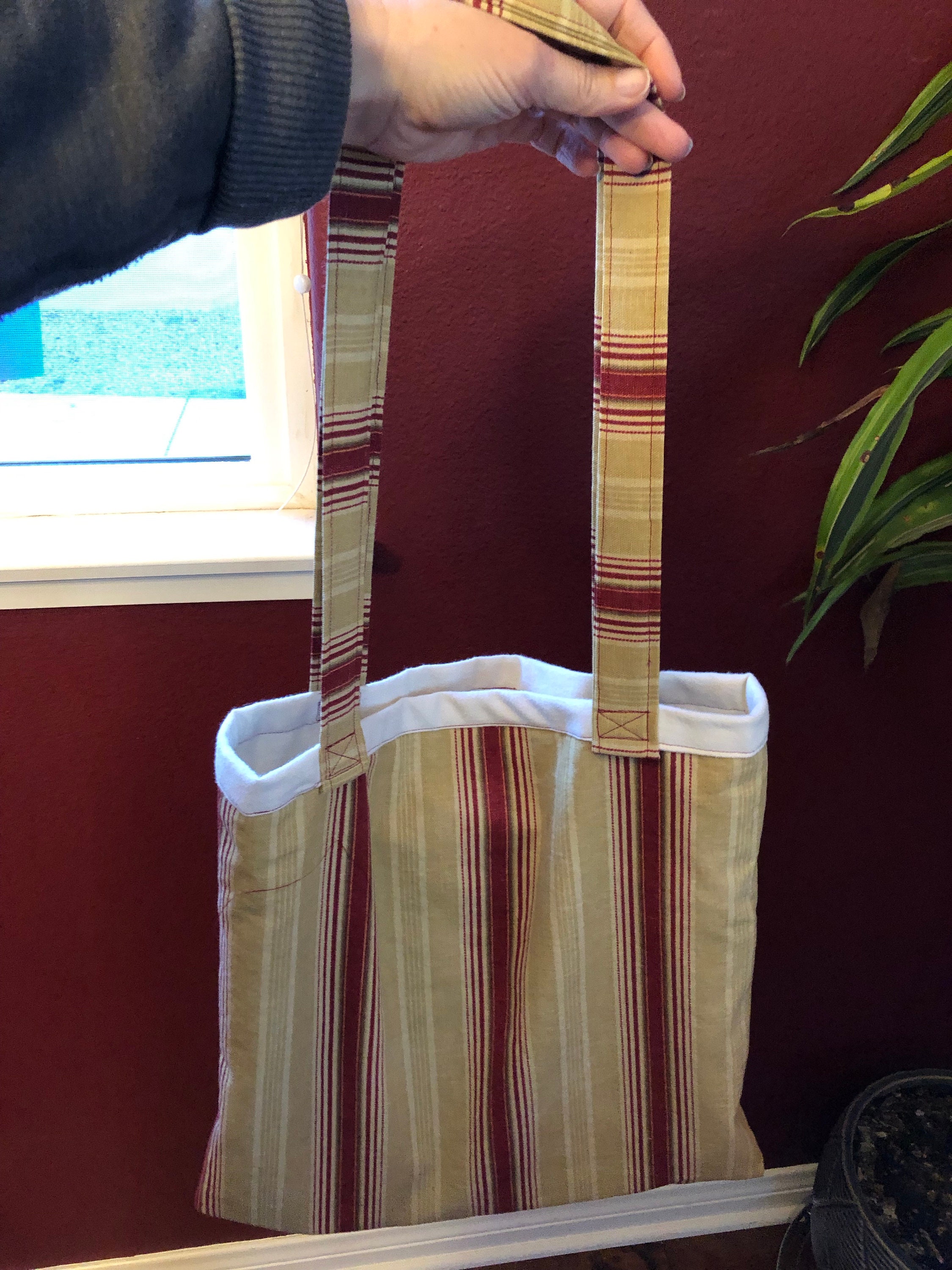 Striped Library Tote Bag Canvas Flannel Upcycle Reusable - Etsy UK