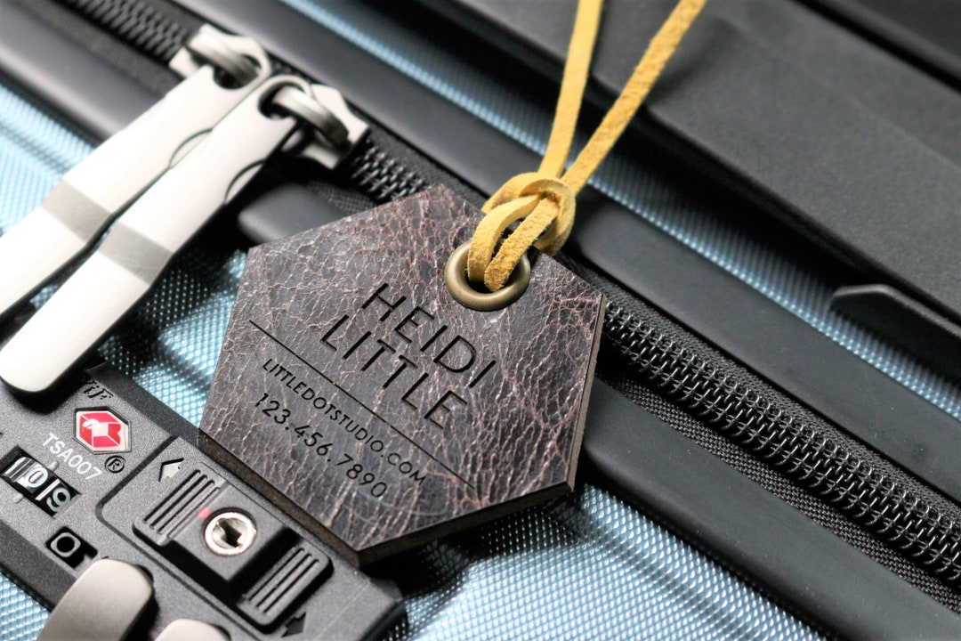 Personalized Full Grain Leather Luggage Tag: USA Made - Etsy