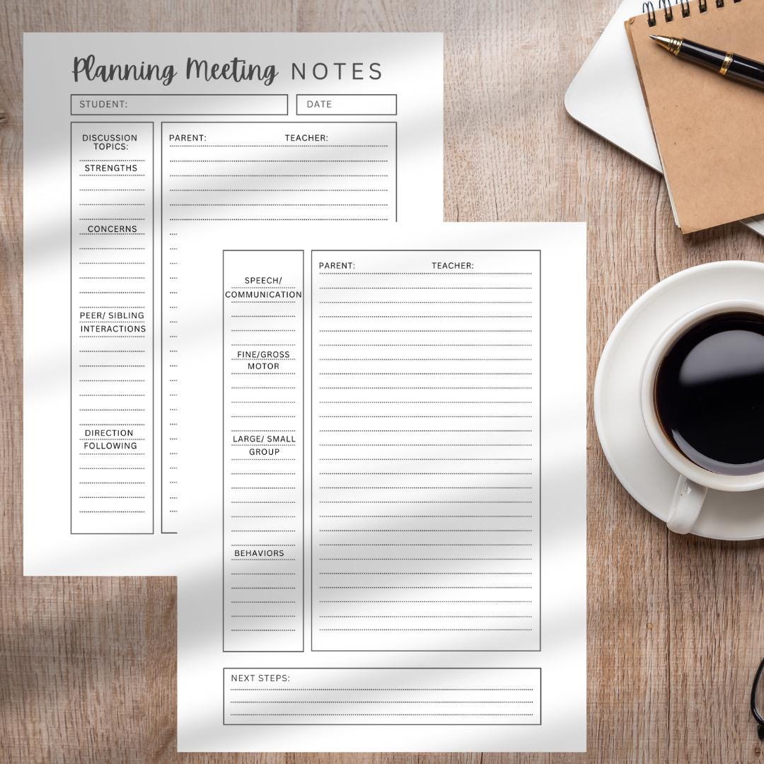 Template for IEP Meetings, Template for Teacher Meetings, Template for ...