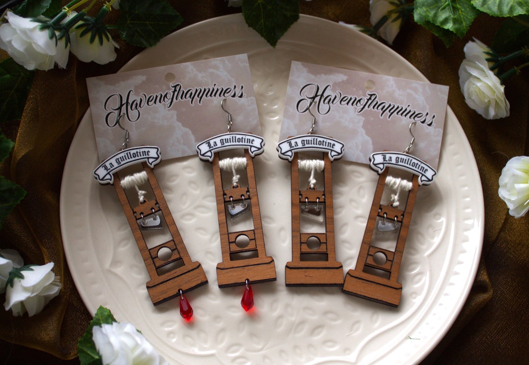 Oversized Guillotine Acrylic and Wood Earrings Hooks/gold or Silver - Etsy