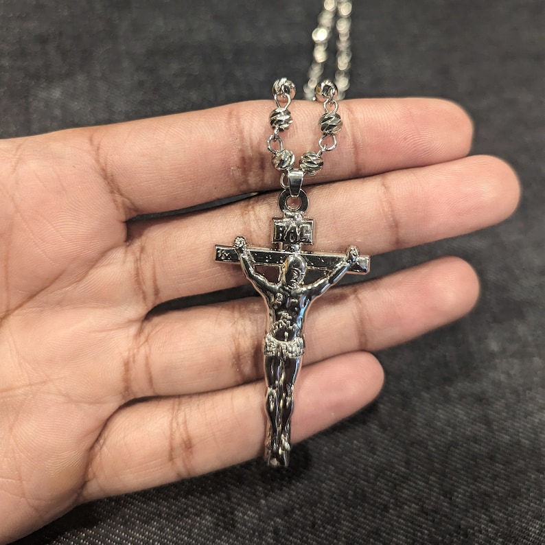Tupac on a Cross Pendant Rosary Style Necklace Chain - 2pac Crucifix ...