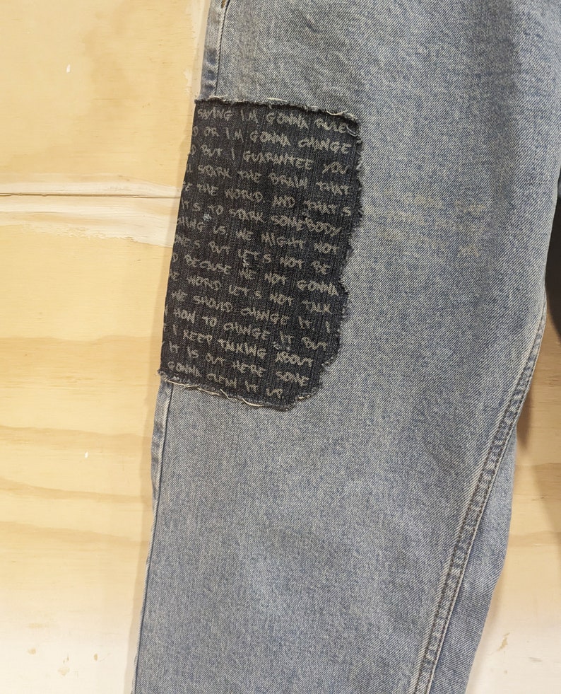 Customized Denim Jeans 2pac Tribute Patchwork 1 of 1 Light Blue 285 ...