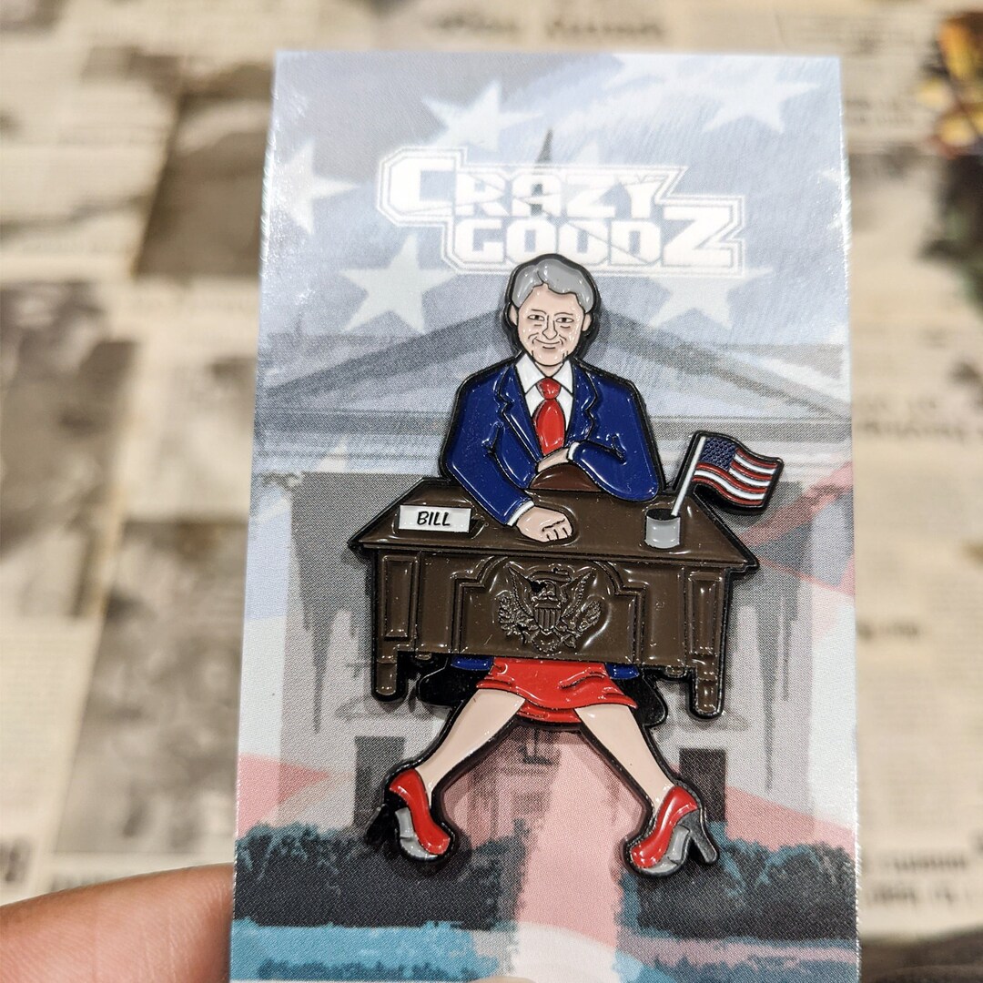 President Bill Clinton at the Oval Office Enamel Pin - Funny Humor Pins ...
