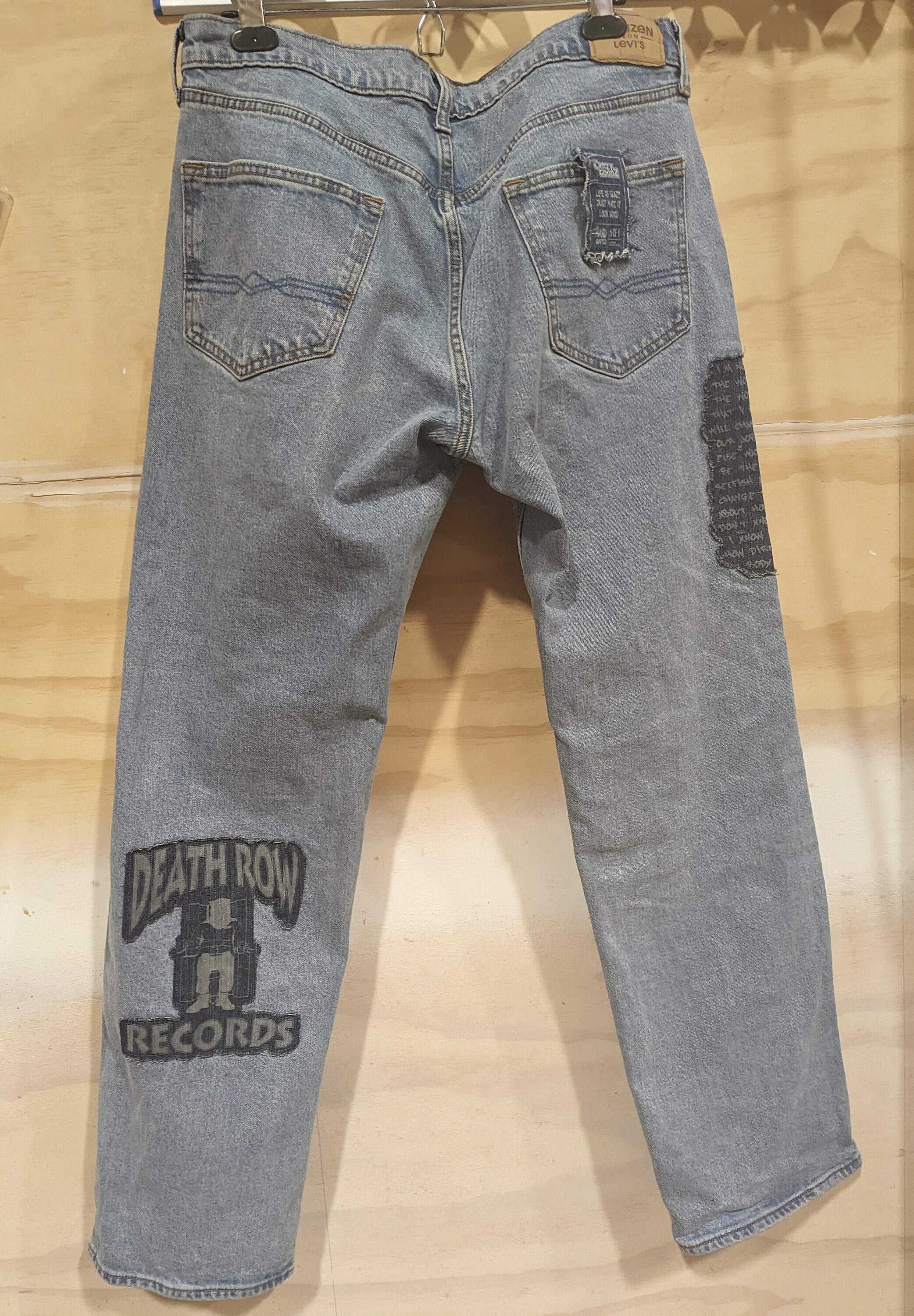 Customized Denim Jeans 2pac Tribute Patchwork 1 of 1 Light Blue 285 ...