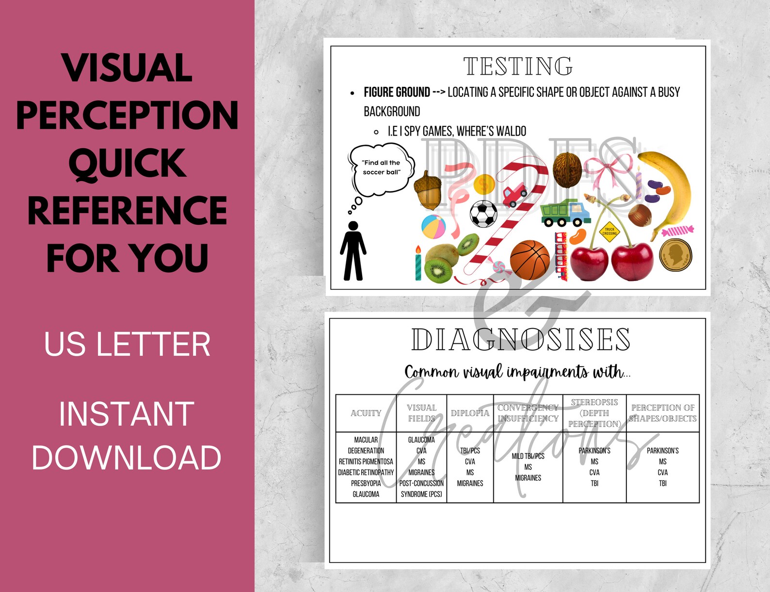 Vision Occupational Therapy Quick Reference Cards: Visual Perception ...