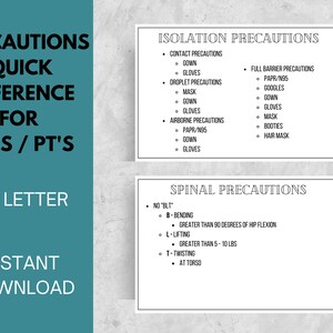 OT/PT Precautions Quick Reference: Cheat Sheet for New Grads (PDF) - Etsy