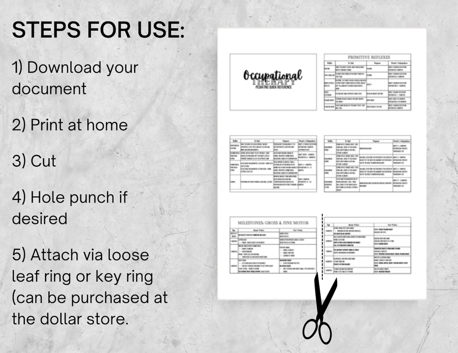 Pediatric OT Quick Reference Cards: Cheat Sheet for New Grads (PDF) - Etsy