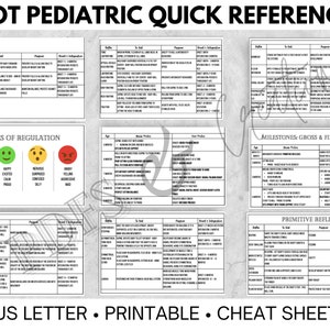 Pediatric OT Quick Reference Cards: Cheat Sheet for New Grads (PDF) - Etsy