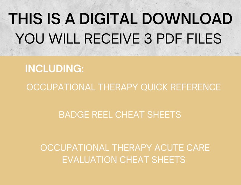 OT Acute Care Cheat Sheet Bundle: New Grad Quick Reference (digital ...