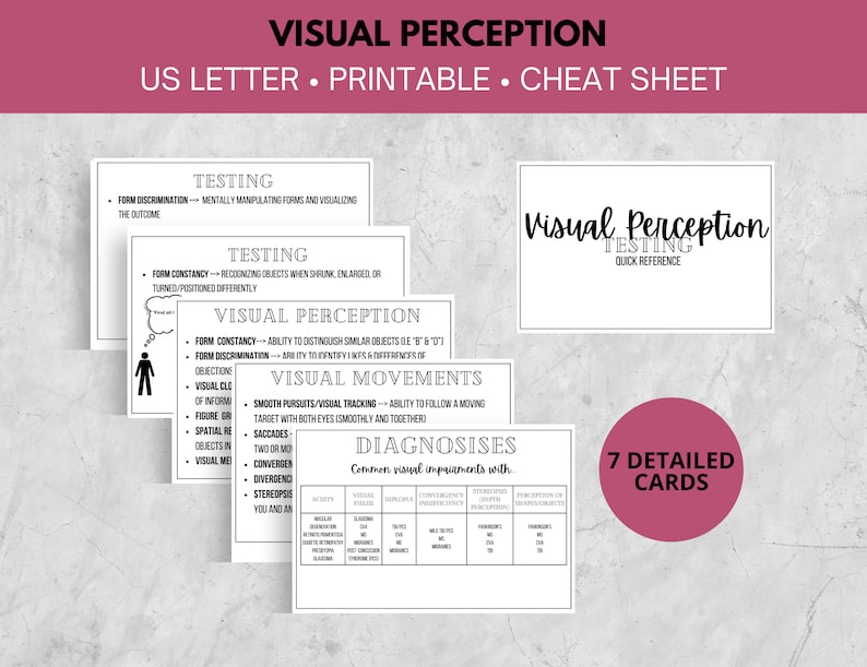Vision Occupational Therapy Quick Reference Cards: Visual Perception ...