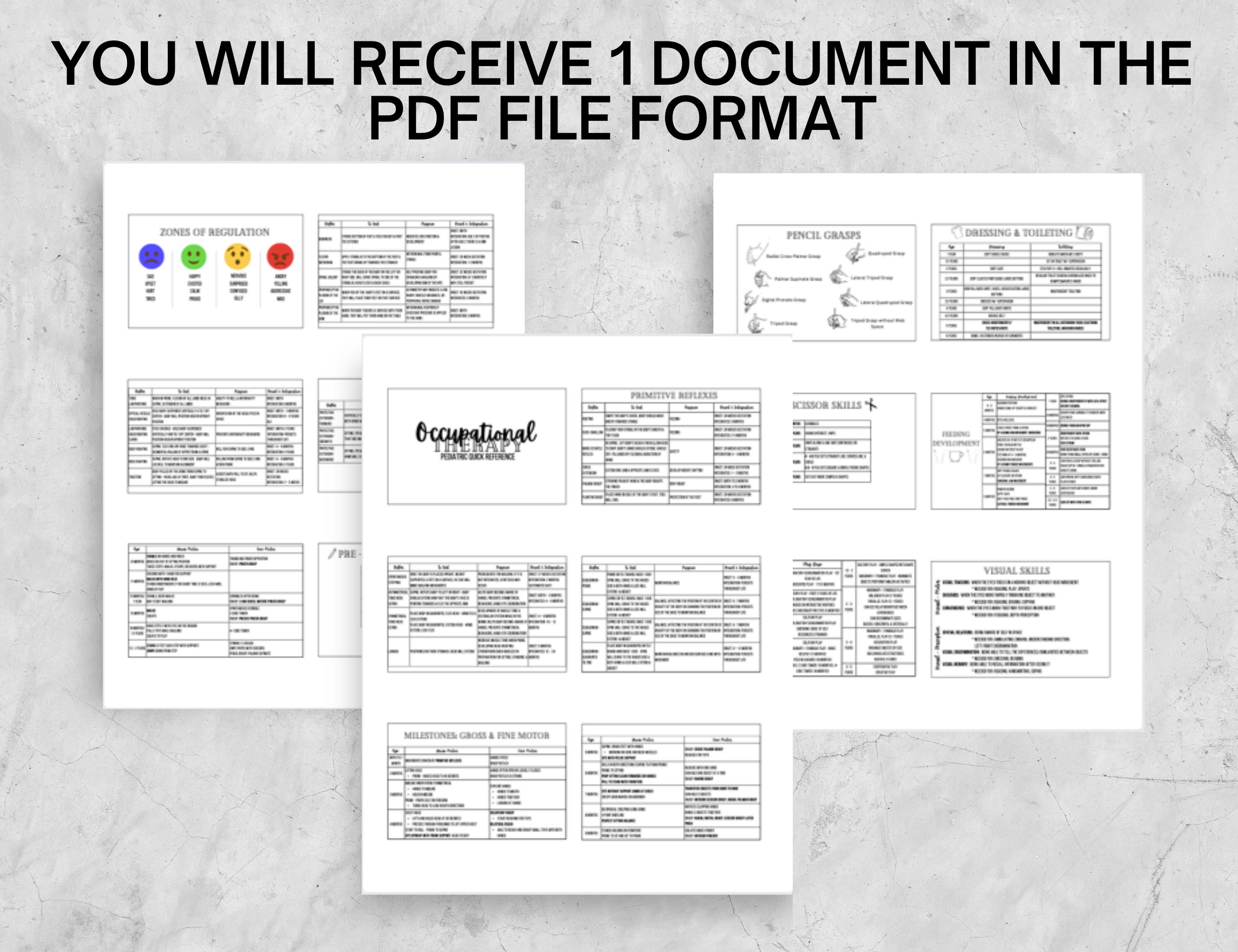 Pediatric OT Quick Reference Cards: Cheat Sheet for New Grads (PDF) - Etsy