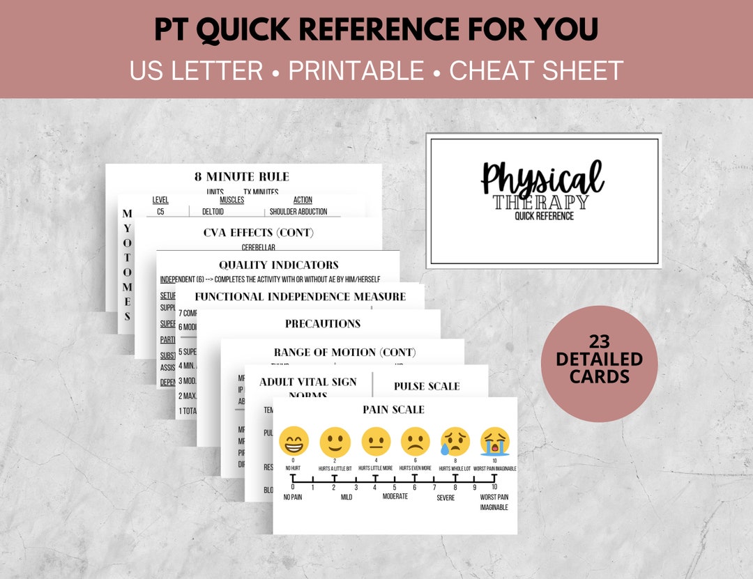 Physical & Occupational Therapy Quick Reference Cards (PDF) - Etsy