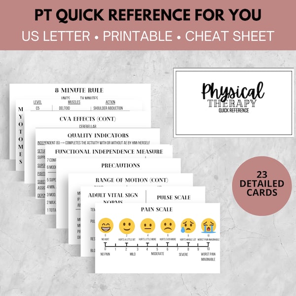Physical Therapy Cheat Sheets - Etsy