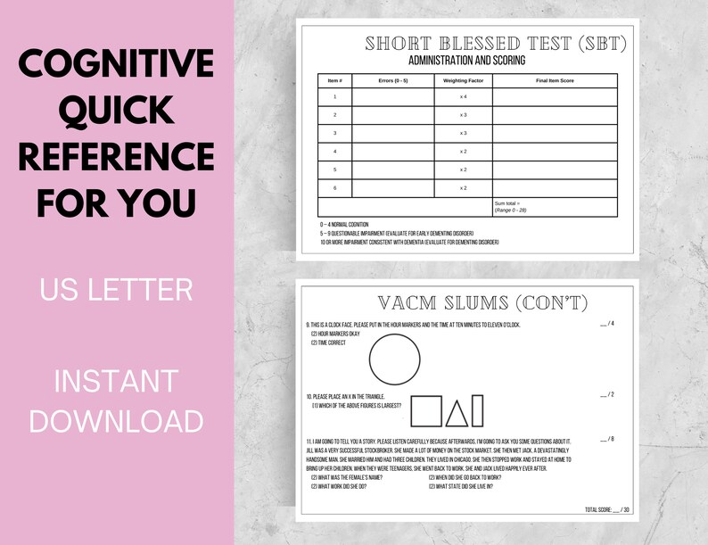 Cognitive Testing Quick Reference: OT/SLP Cheat Sheet (PDF) - Etsy
