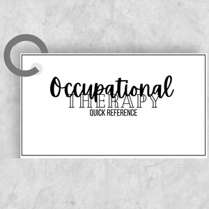 Occupational Therapy Quick Reference Cards: Cheat Sheet (PDF) - Etsy