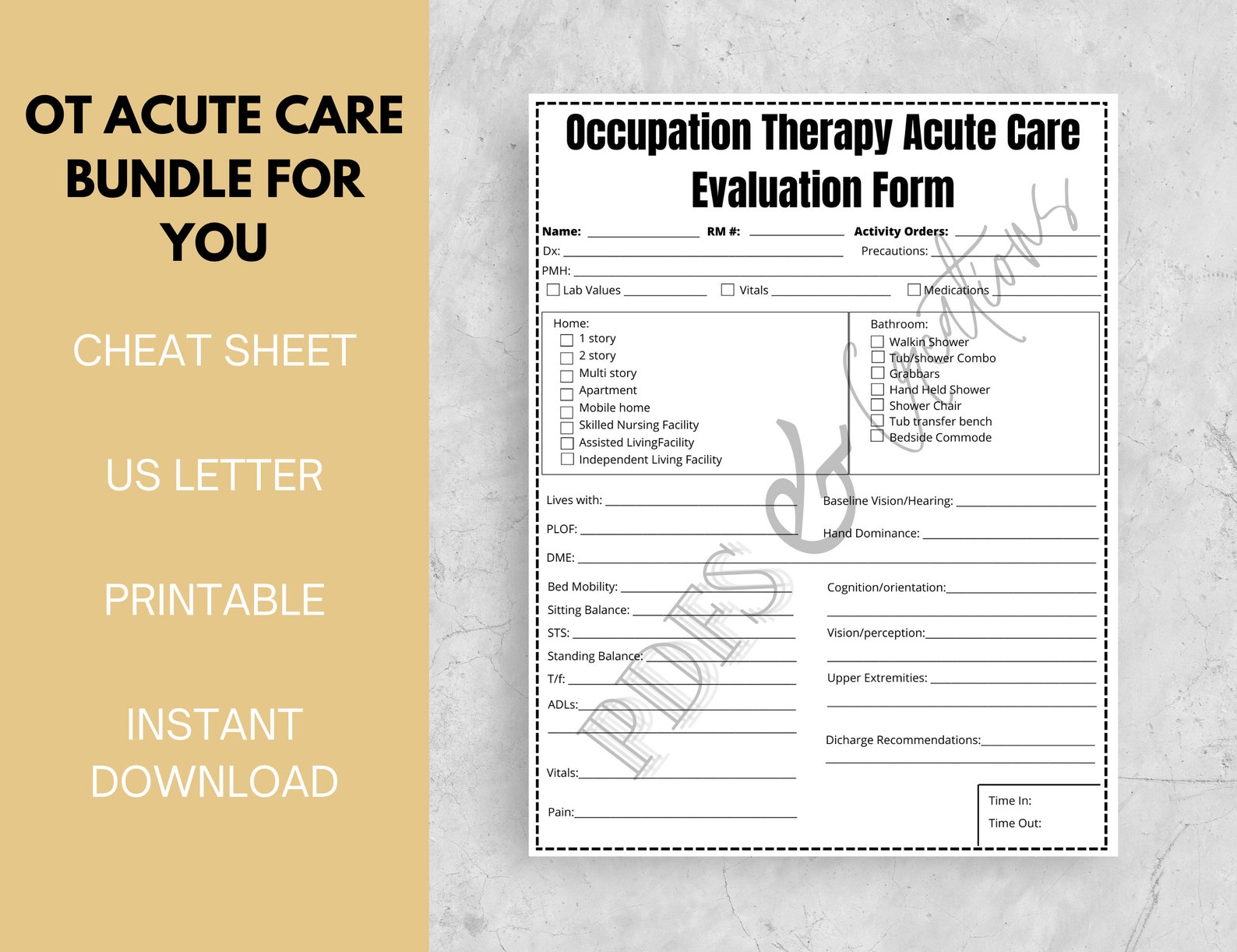 OT Acute Care Cheat Sheet Bundle: New Grad Quick Reference (digital ...