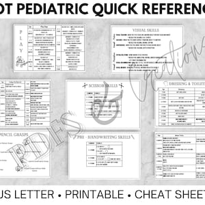 Pediatric OT Quick Reference Cards: Cheat Sheet for New Grads (PDF) - Etsy