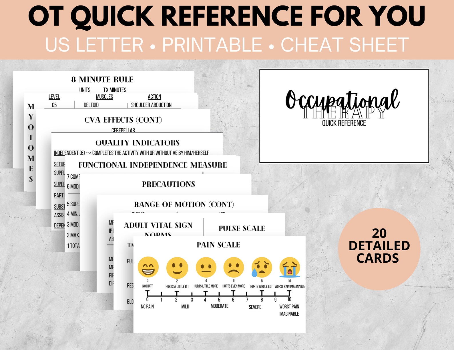 Occupational Therapy Quick Reference / Cheat Sheet / Pocket - Etsy