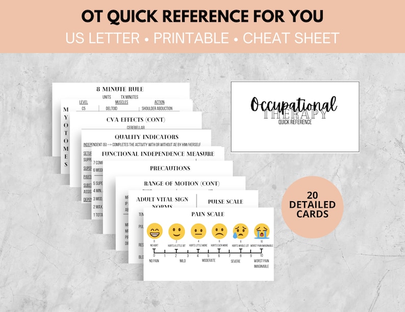 Occupational Therapy Quick Reference Cards: Cheat Sheet (PDF) - Etsy Canada