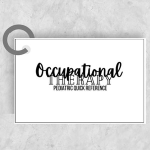 Pediatric OT Quick Reference Cards: Cheat Sheet for New Grads (PDF) - Etsy