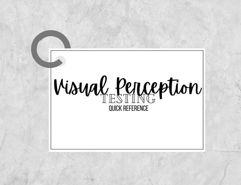 Vision Occupational Therapy Quick Reference Cards: Visual Perception ...