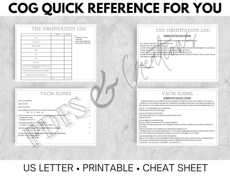 Cognitive Testing Quick Reference: OT/SLP Cheat Sheet (PDF) - Etsy