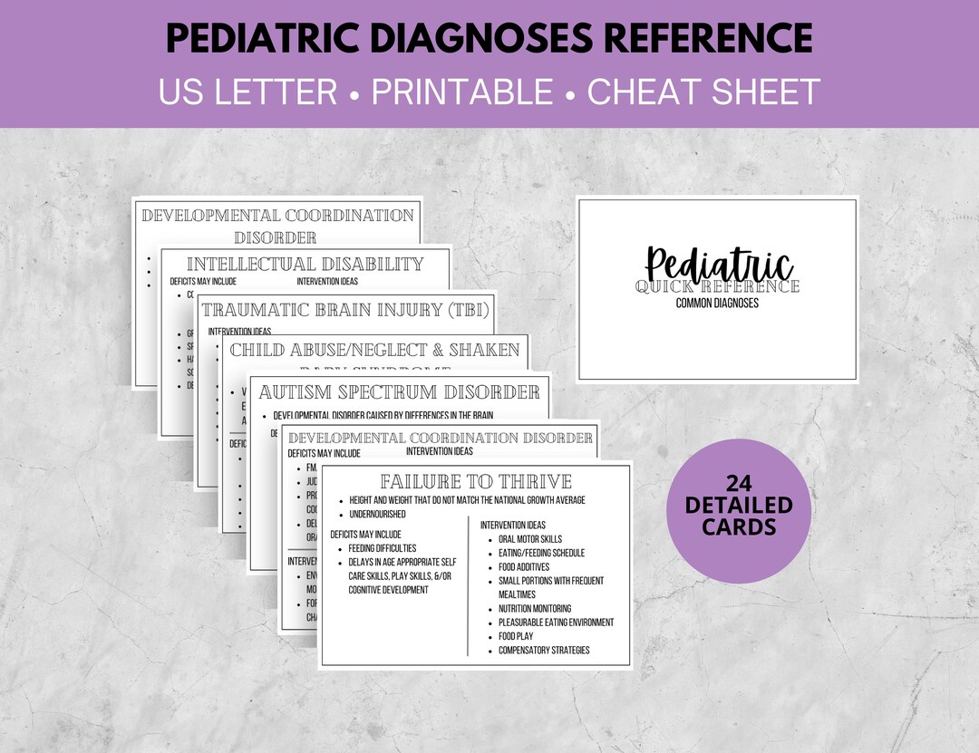 Pediatric Diagnoses Quick Reference / Occupational Therapy / Cheat ...