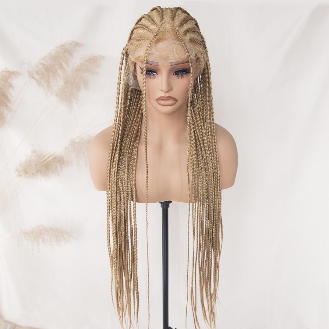 Full Lace Box Braid Wigs 100% Handmade Tied & Handbraided Cornrow ...