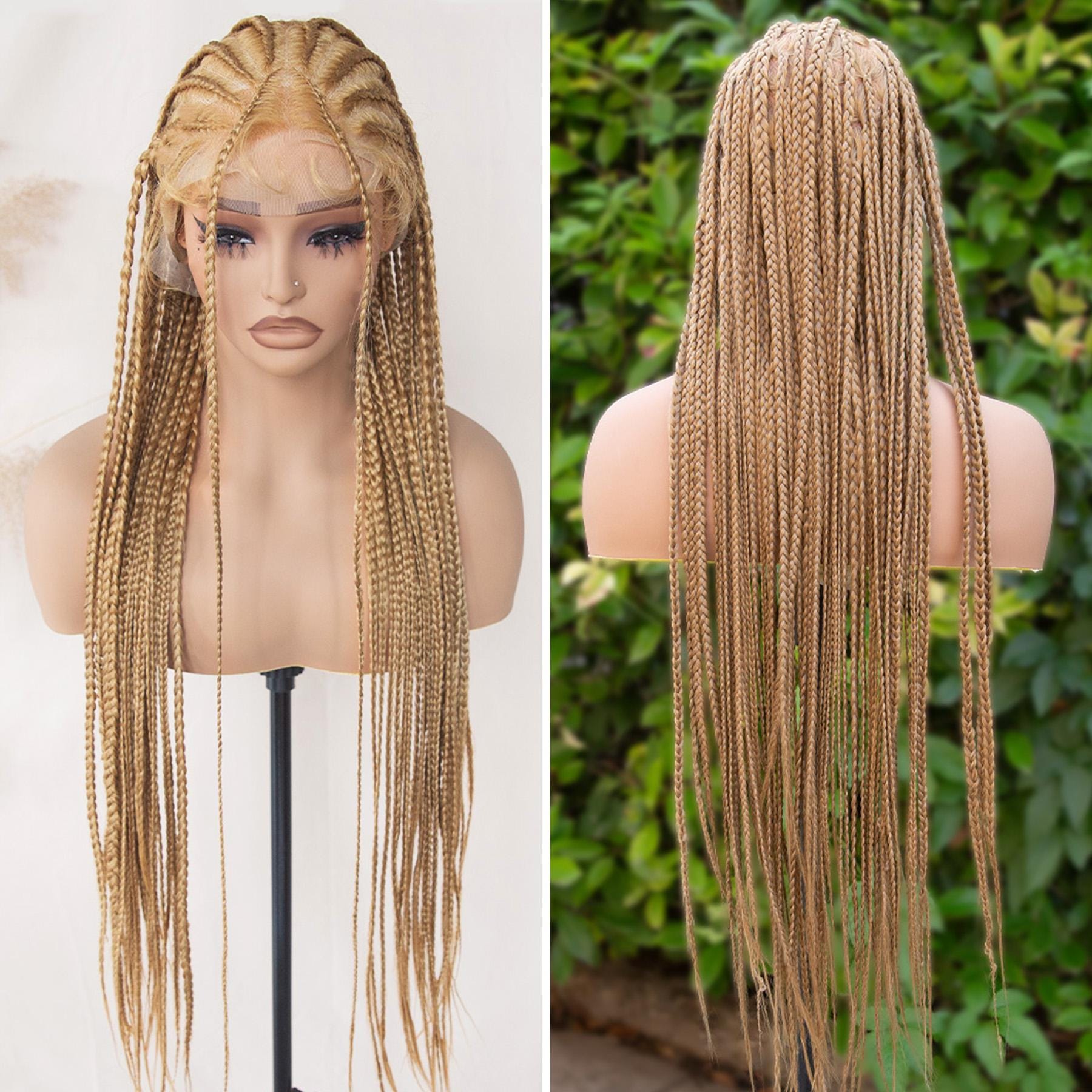 Full Lace Box Braid Wigs 100% Handmade Tied & Handbraided Cornrow ...