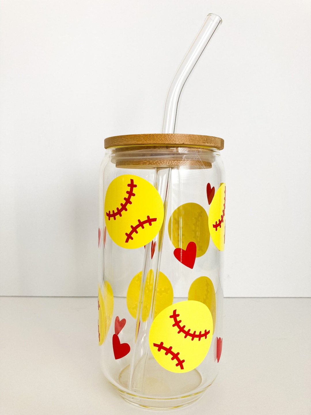 Softball Glass Tumbler - Etsy