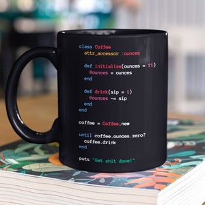 Ruby Code Mug for Programmers - Black Coffee Cup Gift Ruby Programming Mug - Etsy