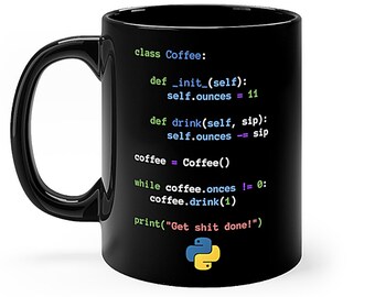 Programmer Coder Engineer Python Black Coffee Mug Gift Python - Etsy