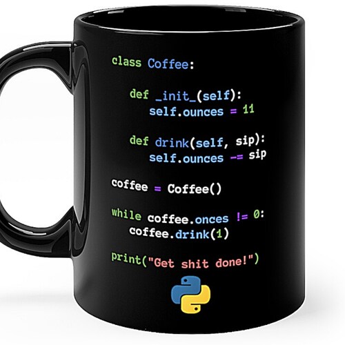 Programmer Coder Engineer Python Black Coffee Mug Gift Python - Etsy