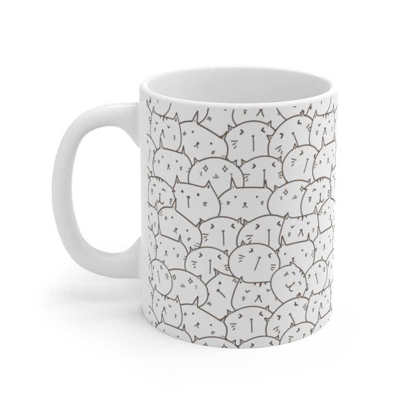 Cat Coffee Mug, Cat Pattern, Cat Lover Gift, Cat Lover Mug, Cute Cat ...