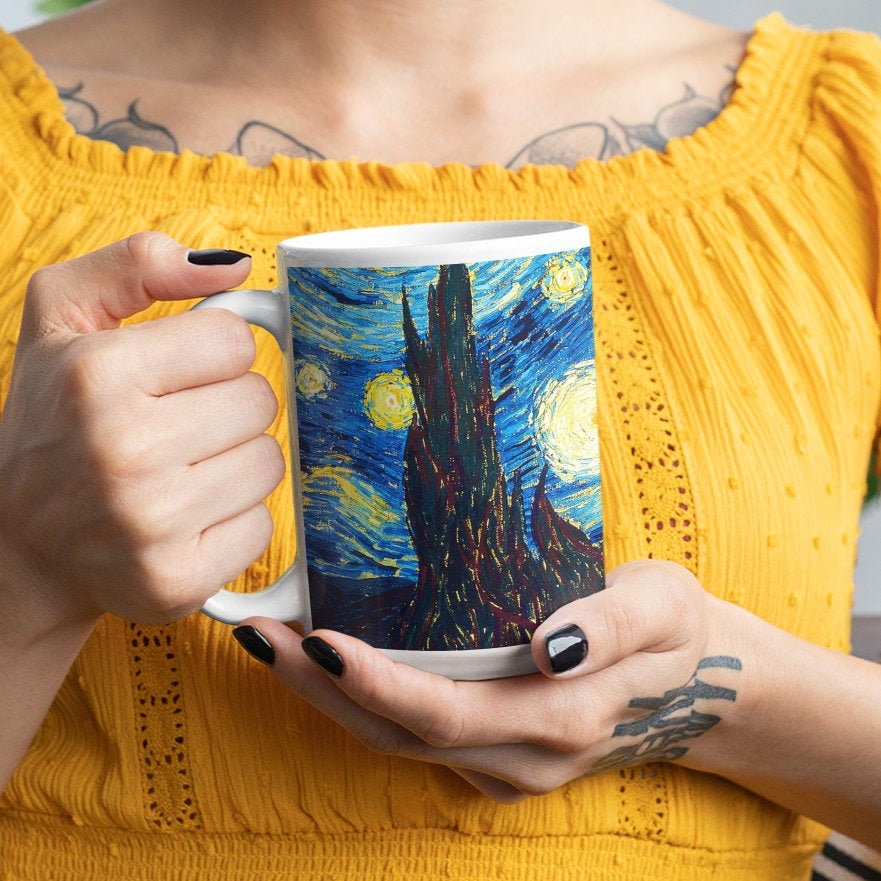 Van Gogh Mug Starry Night Sublimation Van Gogh Painting Large - Etsy