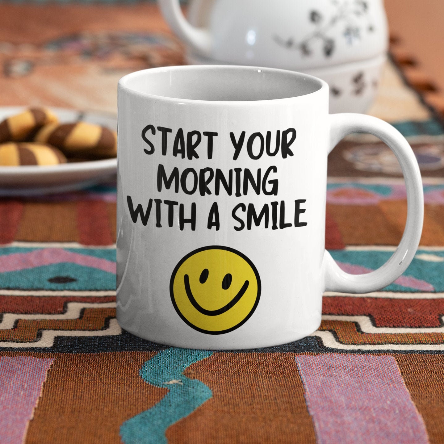 Start Your Morning With A Smile Happy Mug Smiley Positivity - Etsy UK