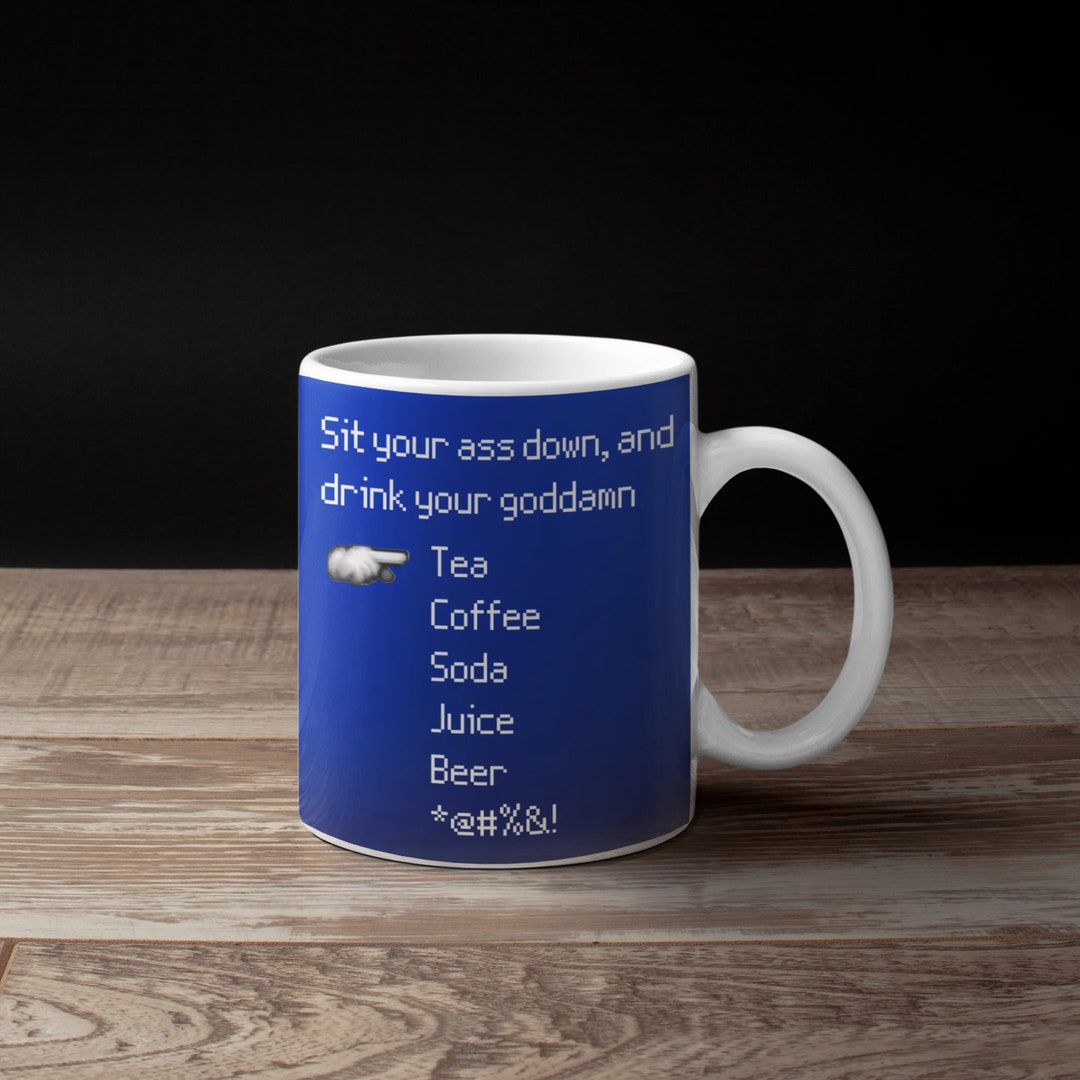 Retro Gamer Mug Ff7, Drink Your Goddamn Tea Mug , Big Tea Mug, Big ...