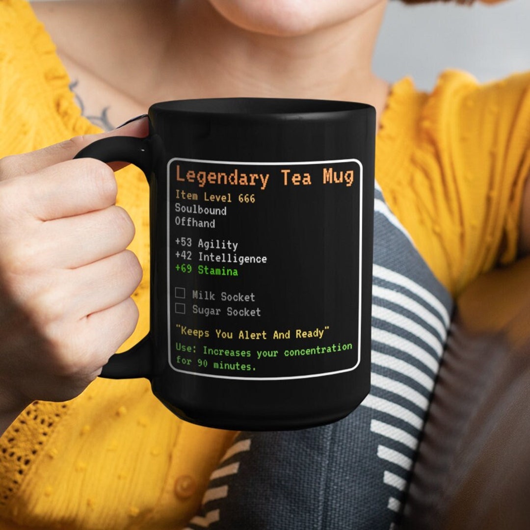 Legendary Tea Mug Wow MMORPG Mug RPG Tea Stats Retro Gaming Mug Game ...