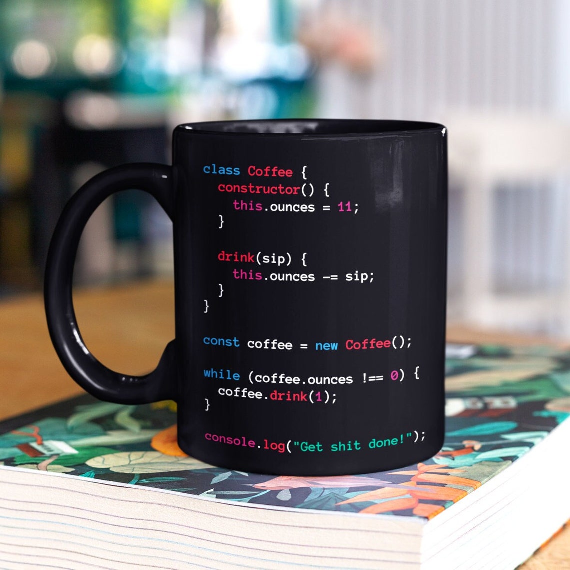 Javascript Black Coffee Mug, Web Developer Mug, Software Developer Gift ...