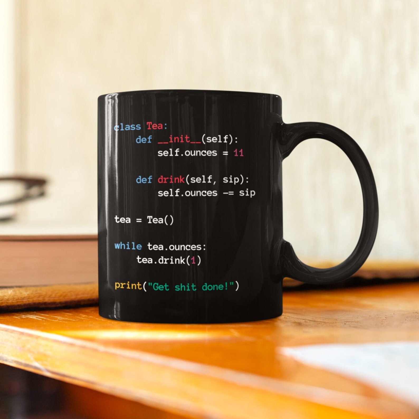 Python Tea Mug Class Coding Black Python Programming Mug Etsy
