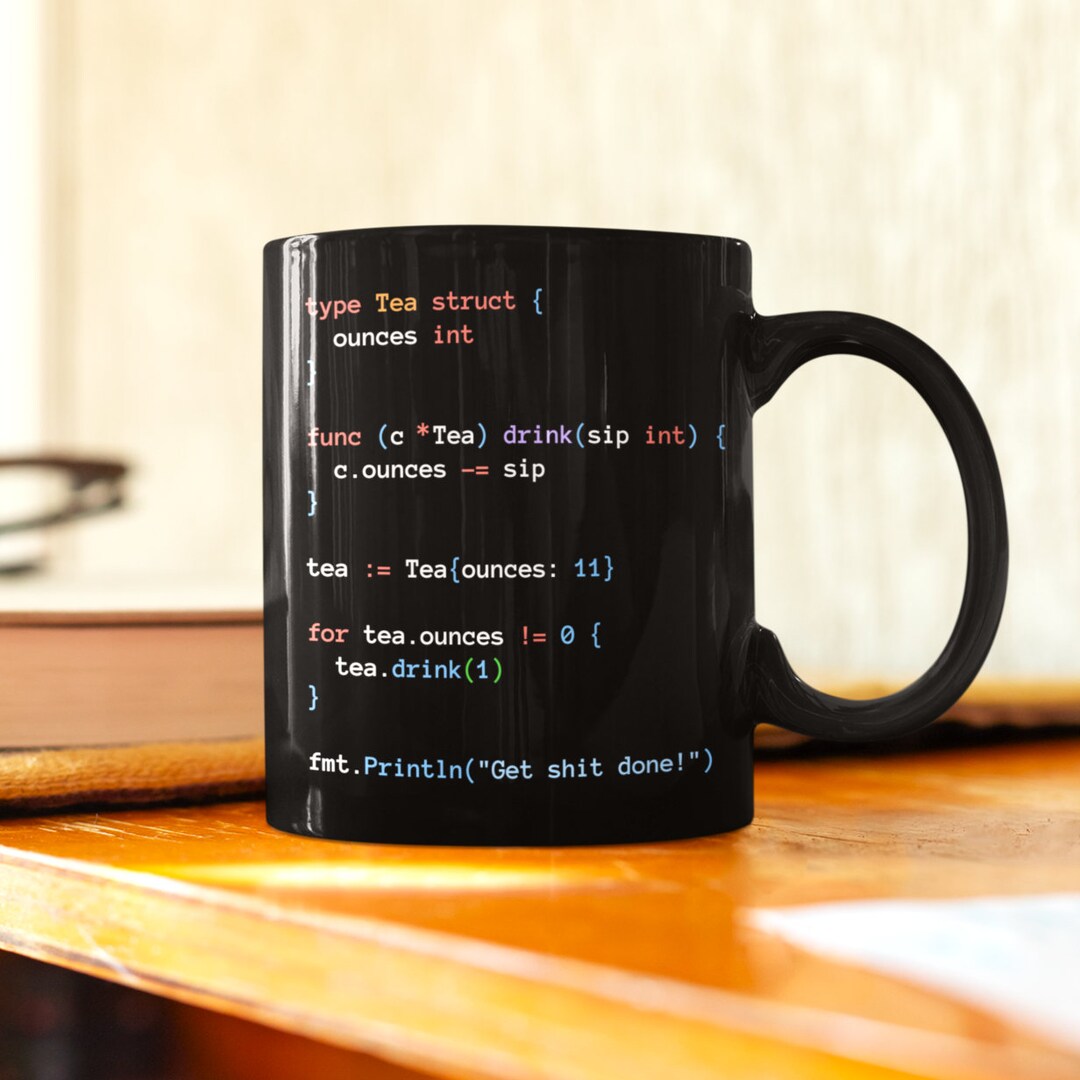 Golang Code Mug for Tea Lovers - Black Tea Cup Gift for Golang ...