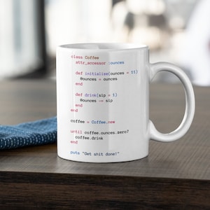 Ruby Coffee Class White Mug, Ruby on Rails Coding Mug, Developer Gift ...