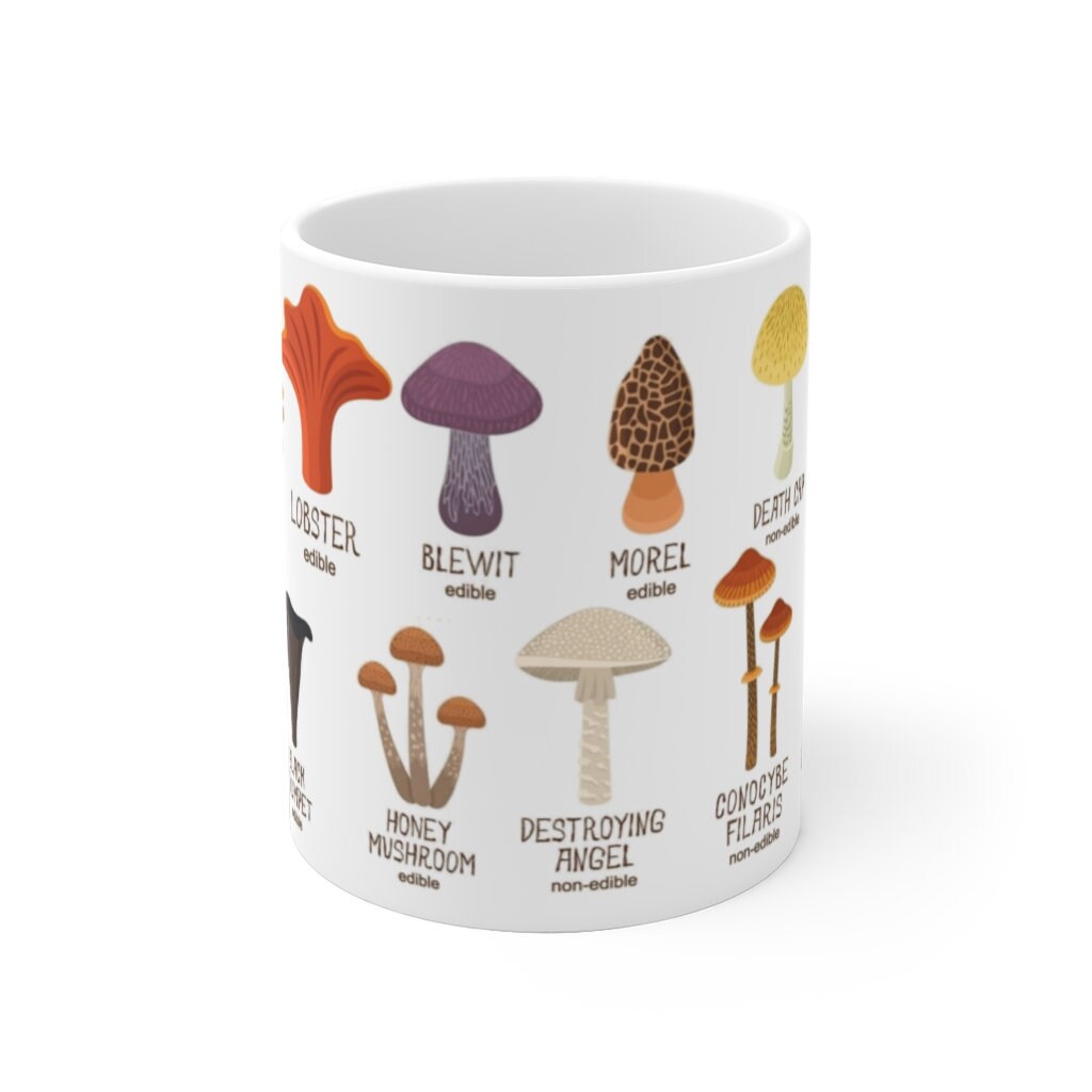 Mushroom Mug , Edible, Non-edible, Most Common, Illustration Mug, Plant ...